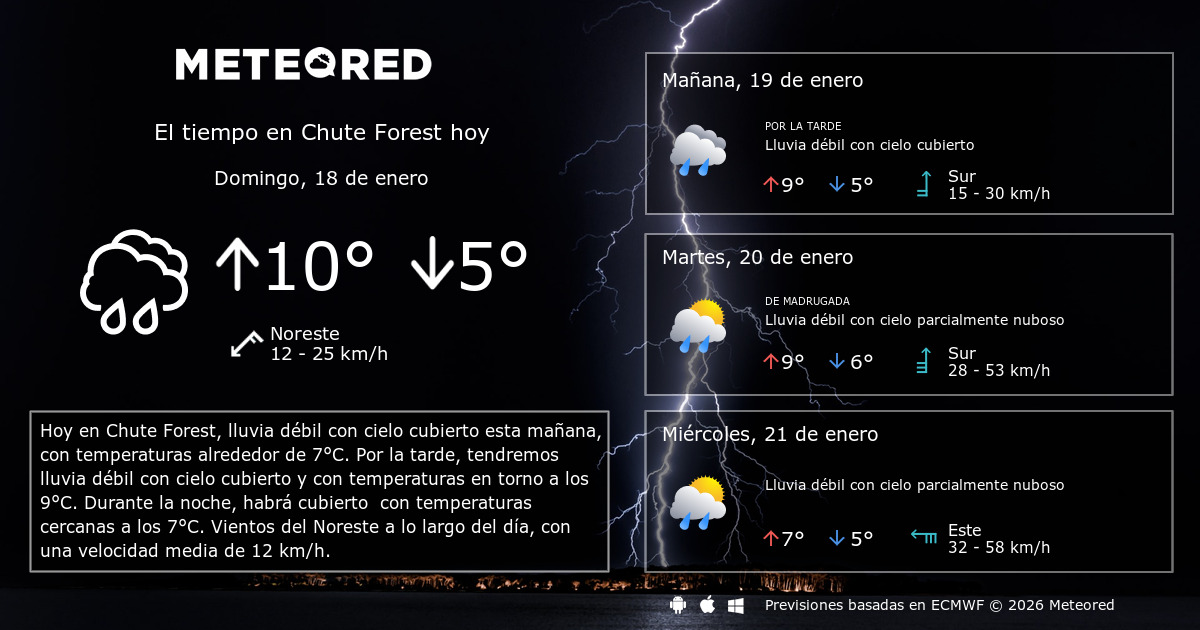 El Tiempo en Chute Forest. Predicción a 14 días - Meteored